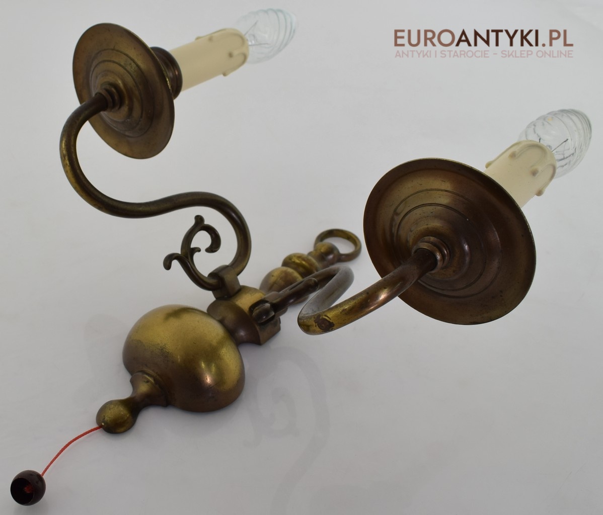 Starodawny klasyczny kinkiet mosiężny pająk. Lampy antyki. - EuroAntyki